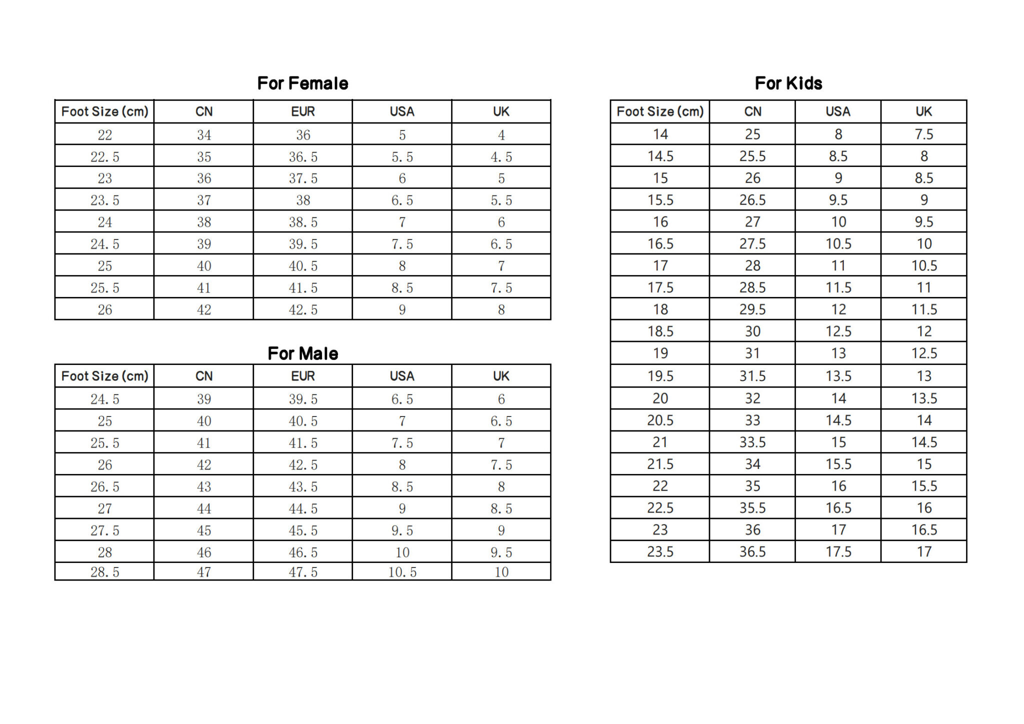 Size Chart - China Crochet Factory Supplier Mum Crochet