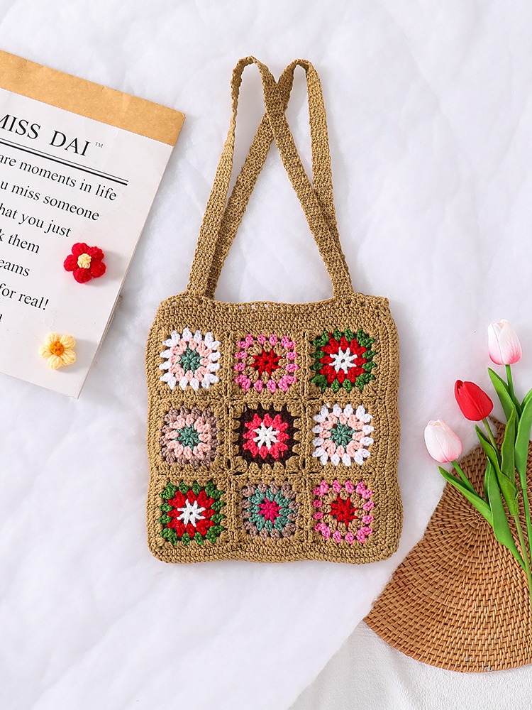 Factory Supply Handmade Bags Crochet Square Pattern Bag - China Crochet ...