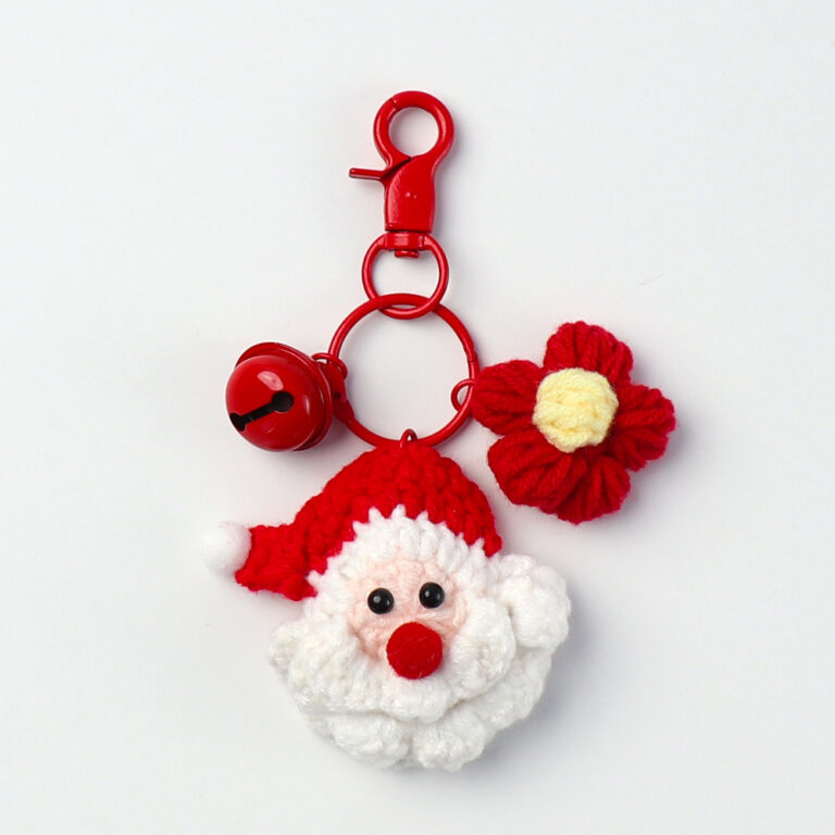 Handmade Crochet Santa Head Key Rings